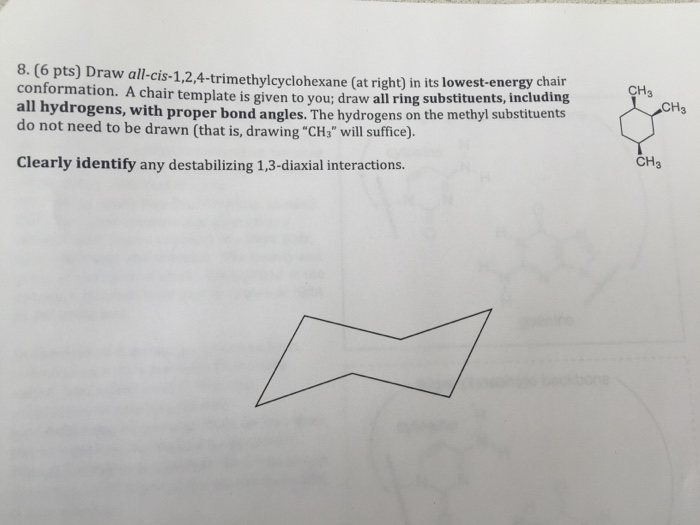 Solved 8. (6 pts) Draw (at right in its lowest-energy chair | Chegg.com
