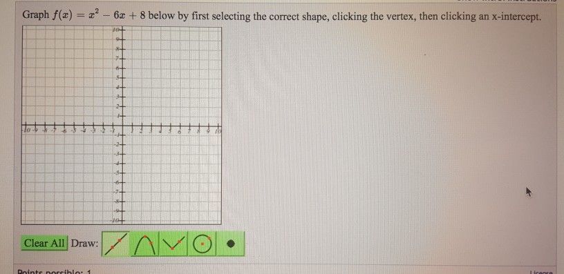Solved Graph f(x) = ¢2-6x + 8 below by first selecting the | Chegg.com
