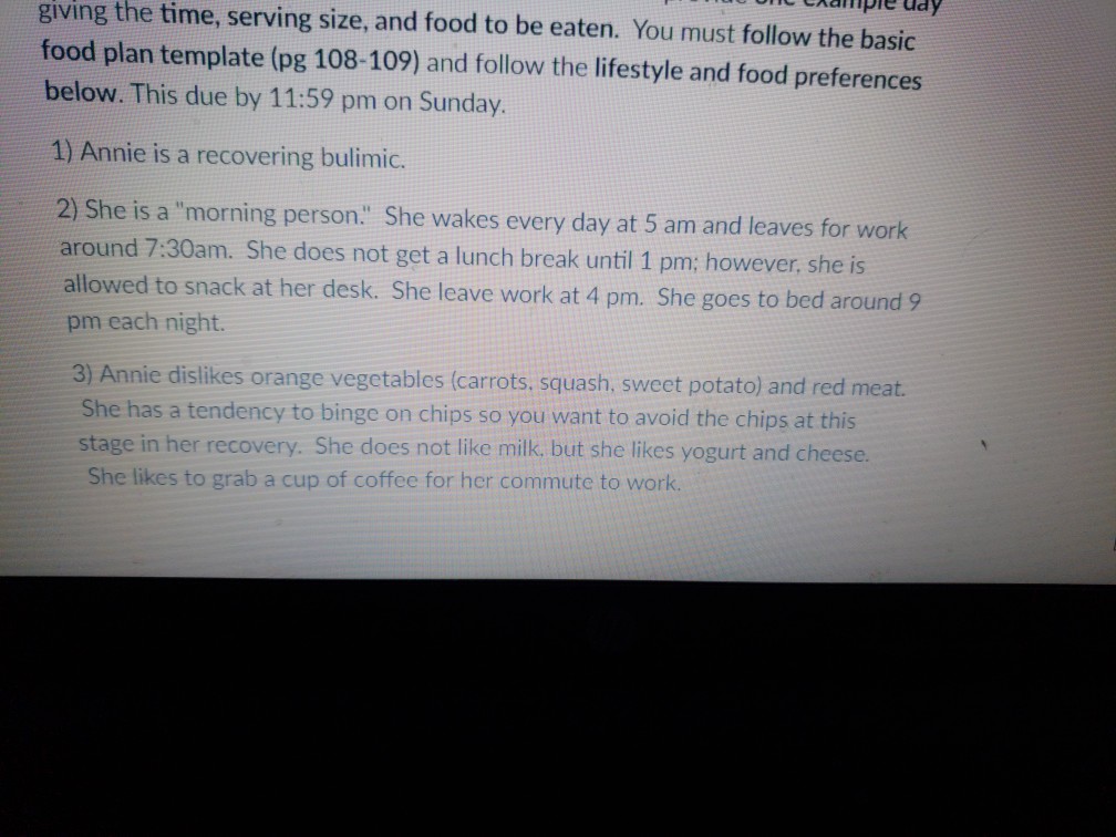 Solved 3 samples of food plan based on the rules of three | Chegg.com