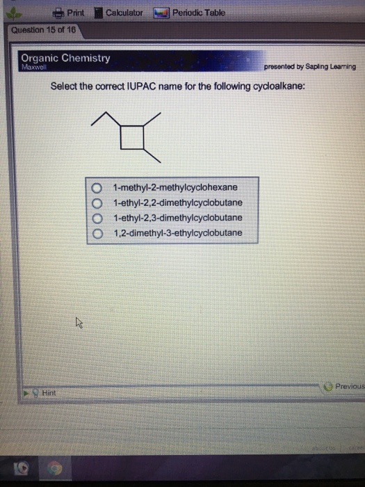 Solved Select the correct IUPAC name for the following | Chegg.com
