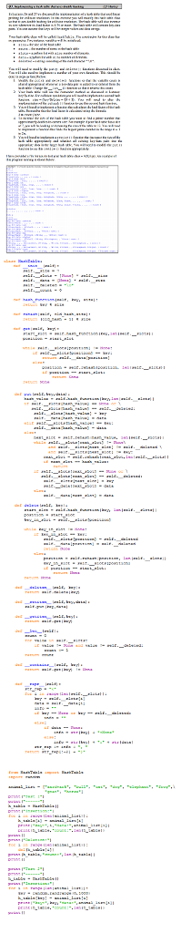 Solved Python: Implementing a hash table that uses double | Chegg.com