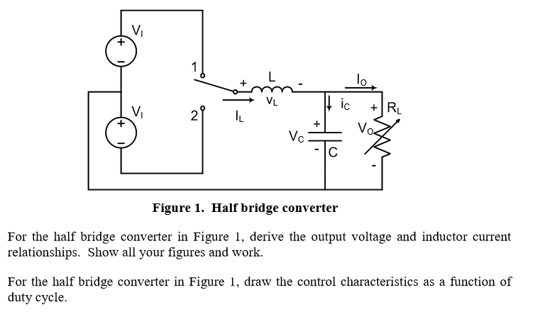 Solved For the half bridge converter in Figure 1, derive | Chegg.com