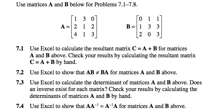 Solved Use Matrices A And B Below For Problems 71 78 71 