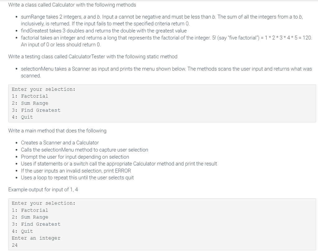 Solved Write a class called Calculator with the following | Chegg.com