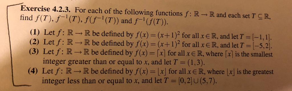 Solved - Exercise 4.2.3. For each of the following functions | Chegg.com