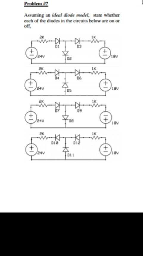 Solved Problem #7 Assuming an ideal diode model, state | Chegg.com