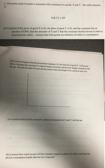 Solved 2. (20 points total) Consider a consumer who consumes | Chegg.com