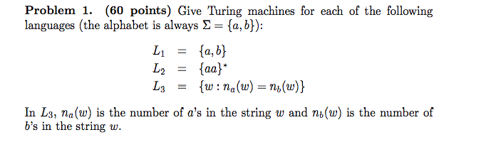 Solved Give Turing machines for each of the following | Chegg.com