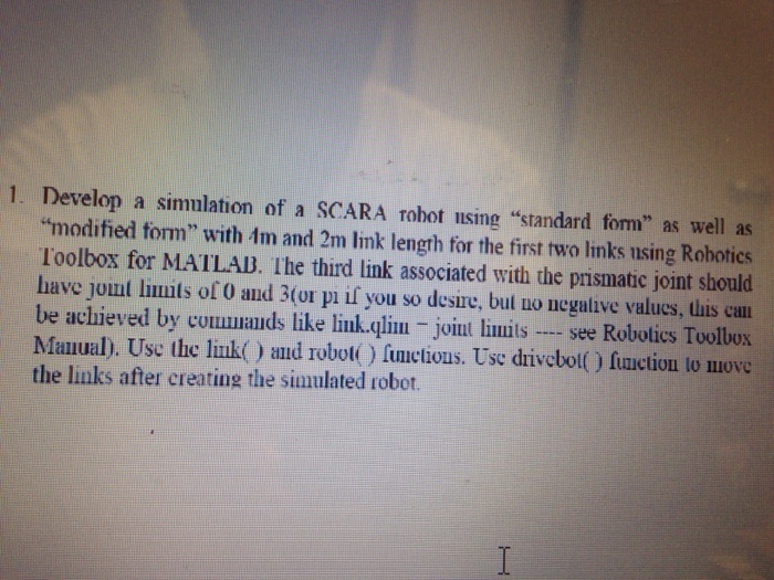 Solved Develop a simulation of a SCARA robot using "standard | Chegg.com