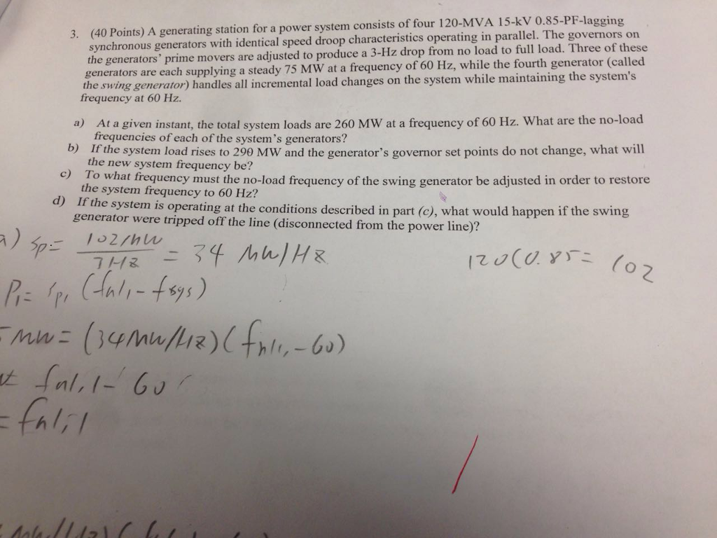 Solved 3. (40 Points) A generating station for a power | Chegg.com