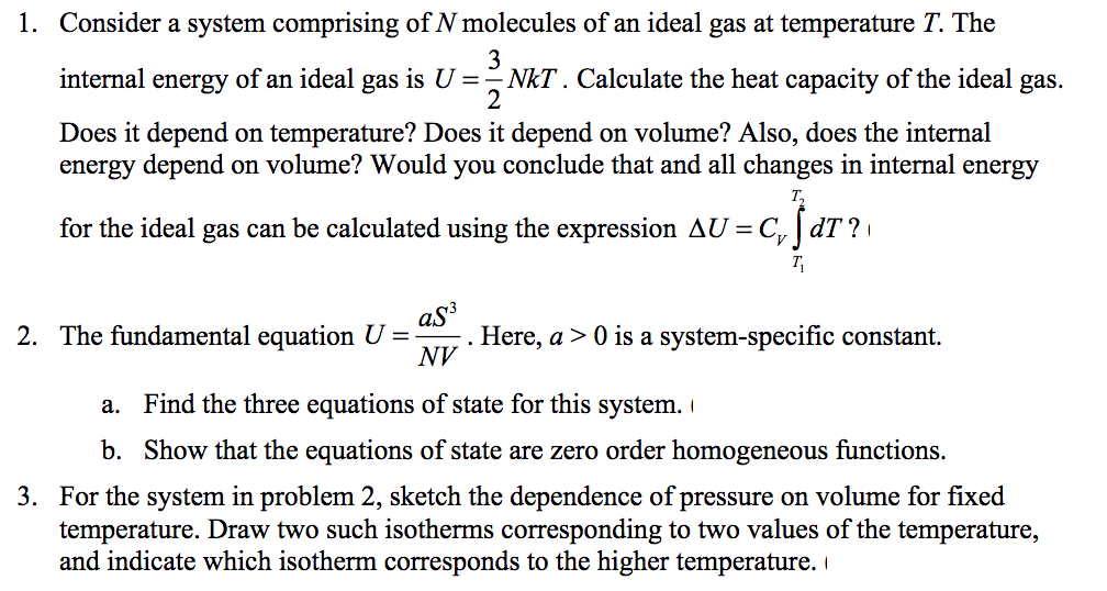 Solved 1. Consider a system comprising of N molecules of an | Chegg.com