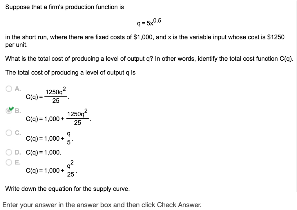 Solved Suppose that a firm's production function is q = | Chegg.com
