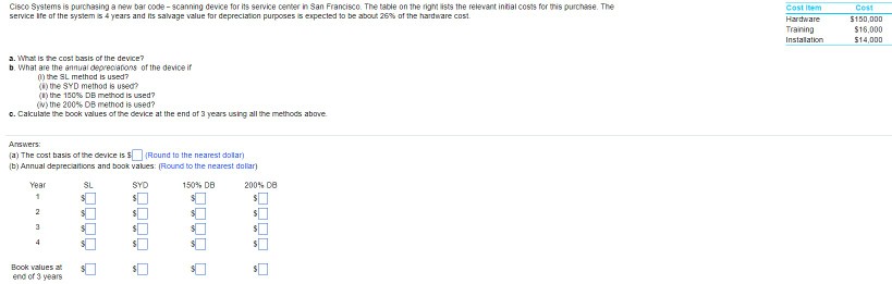 Solved Cisco Systems is purchasing a new bar code-scanning | Chegg.com