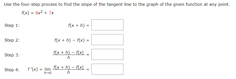 Solved Use the four-step process to find the slope of the | Chegg.com