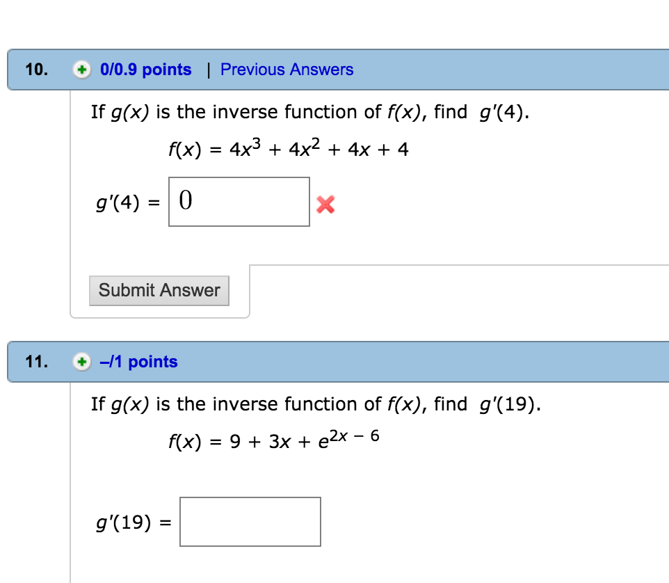 Solved If G x Is The Inverse Function Of F x Find Chegg Solved If G x Is The Inverse Function Of F x Find Chegg