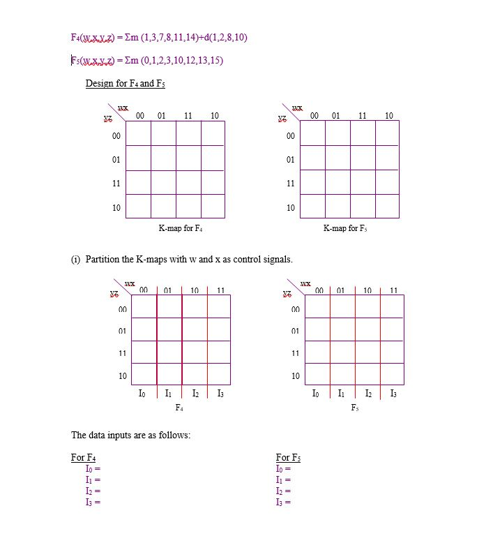 Solved Given the minterms, plot the k-maps for F4 and F5. | Chegg.com