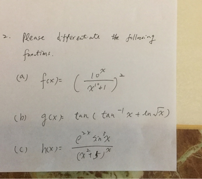 Solved Differentiate the following functions. f(x) = | Chegg.com