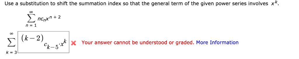 Solved Use a substitution to shift the summation index so | Chegg.com