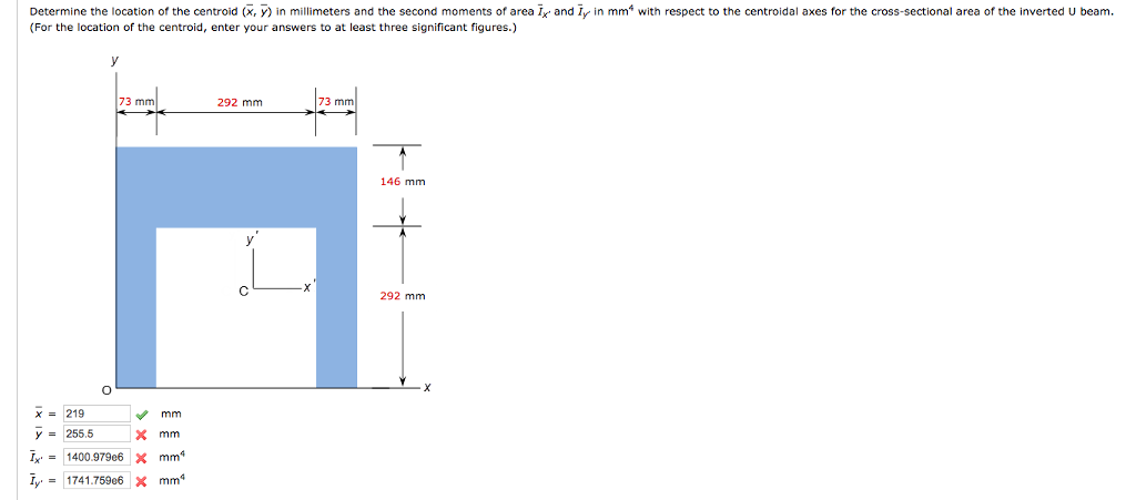 Solved Determine the location of the centroid (x^bar, y^bar) | Chegg.com