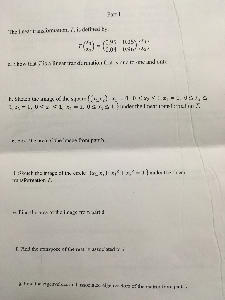 Solved The linear transformation, T, is defined by: T (x_1 | Chegg.com