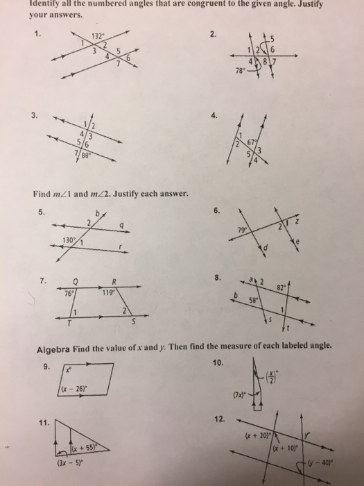 Solved Identity all the numbered angles that arc congruent | Chegg.com