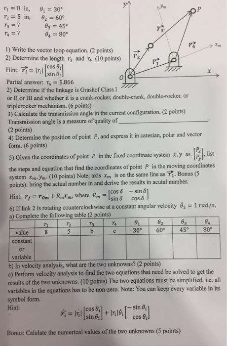 Solved Write the vector loop equation. Determine the length | Chegg.com