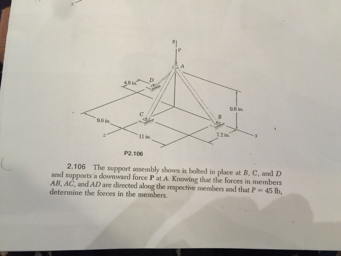 Solved The support assembly shown is bolted in place at B, | Chegg.com