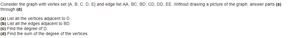 Solved Consider the graph with vertex set (A, B, C, D, E) | Chegg.com