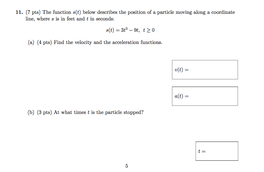 Solved The Function S T Below Describes The Position Of A