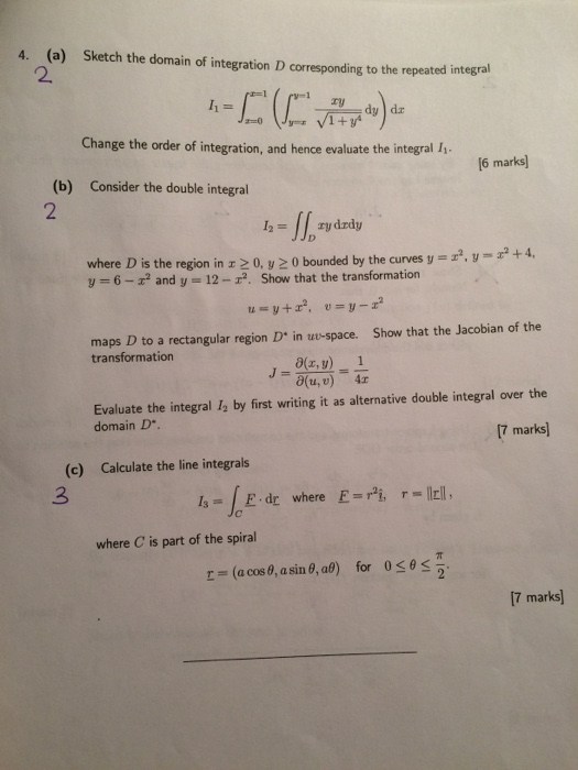 Solved Sketch the domain of integration D corresponding to | Chegg.com