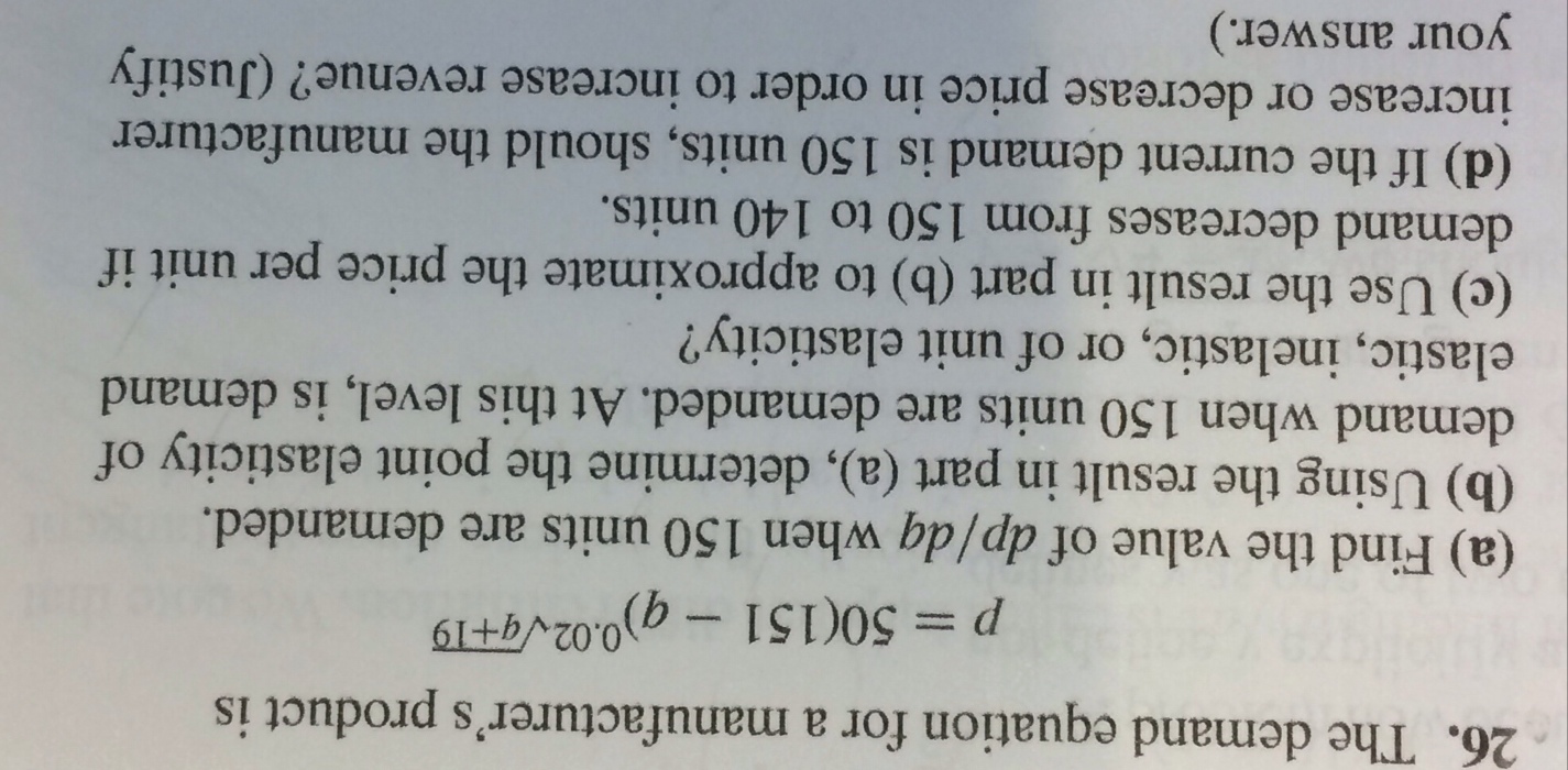 Solved The Demand Equation For A Manufacturer s Product Is Chegg
