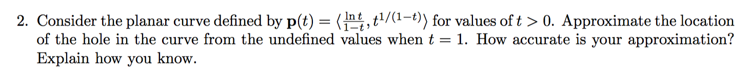 Solved 2. Consider the planar curve defined by p(t) = for | Chegg.com