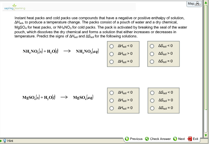 Solved Map pling Instant heat packs and cold packs use | Chegg.com