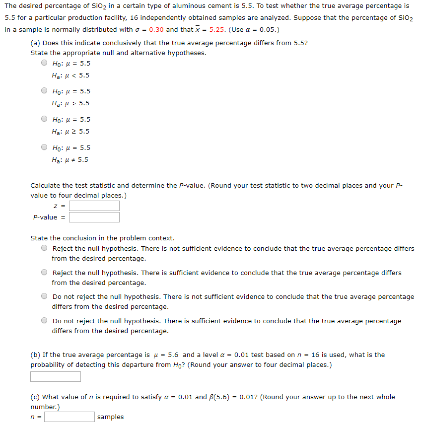 Solved The desired percentage of SiO2 in a certain type of | Chegg.com