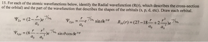 Solved For each of the atomic wave functions below, identify | Chegg.com