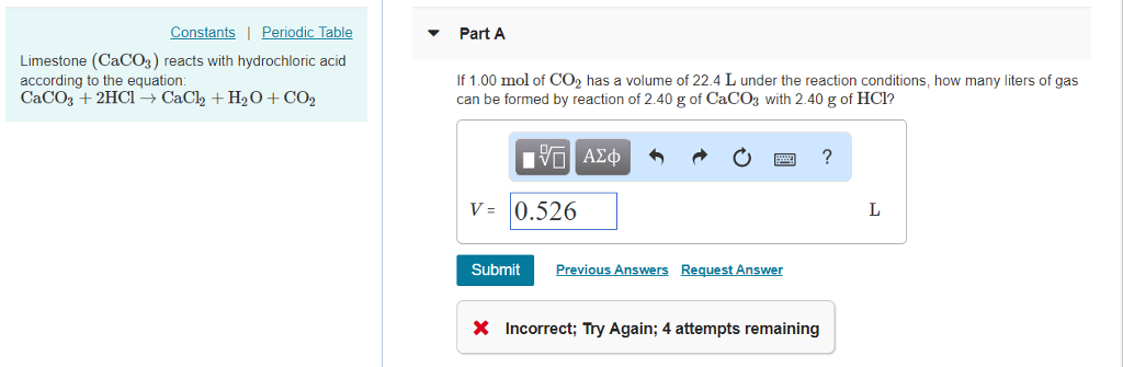 Solved Constants Periodic Table - Part A Limestone (CaCO3) | Chegg.com