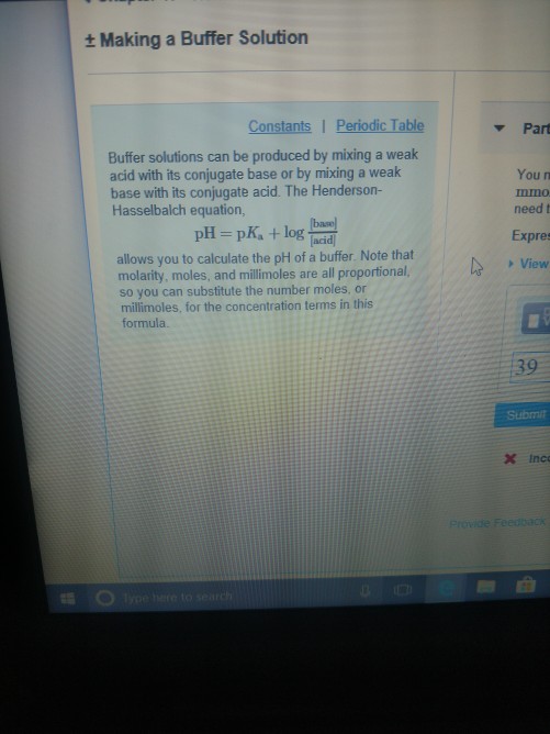 Solved t Making a Buffer Solution Constants 1 Periodic Table | Chegg.com