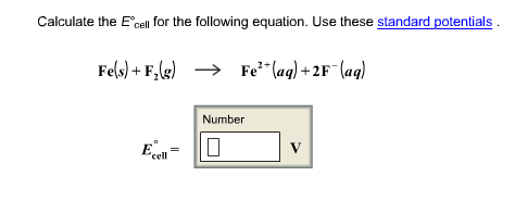 Solved Calculate the E cell for the following equation. Use | Chegg.com