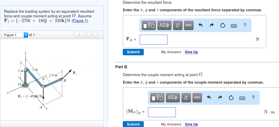 Solved Replace the loading system by an equivalent resultant | Chegg.com
