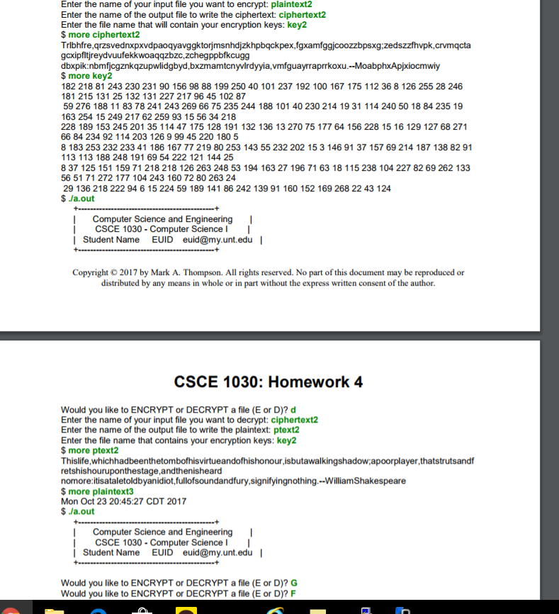 Solved CSCE 1030: Homework 4 Due: 11:59 PM on Friday, | Chegg.com