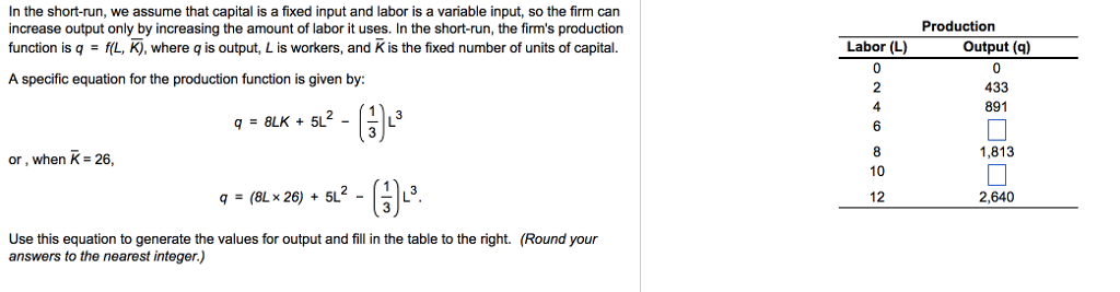 Solved In the short-run, we assume that capital is a fixed | Chegg.com