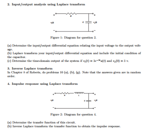 Solved 2. Input/output analysis using Laplace transform 킹® | Chegg.com