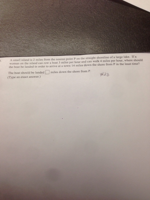 Solved A small island is 2 miles from the nearest point P on | Chegg.com