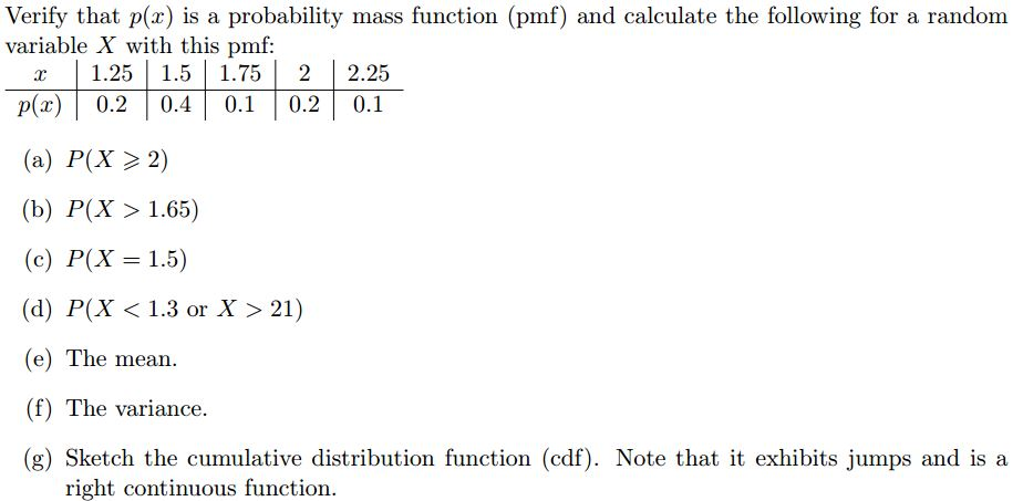 Solved Verify that p(a) is a probability mass function (pmf) | Chegg.com Solved Verify that p(a) is a probability mass function (pmf) | Chegg.com