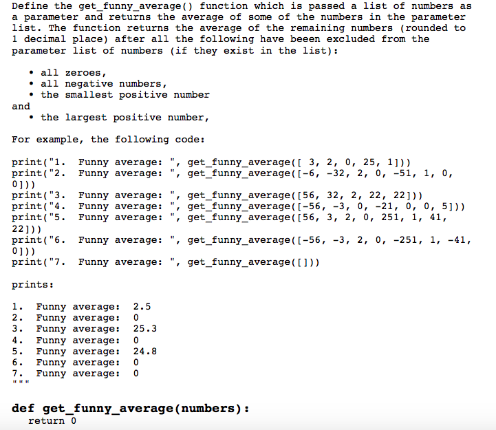 Solved Define the get_funny_average ) function which is | Chegg.com