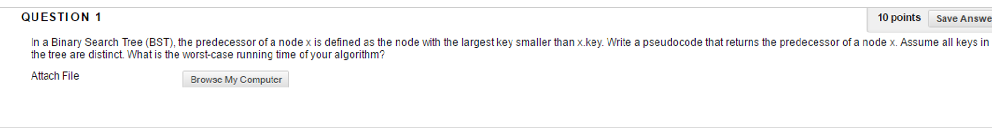 Solved In a Binary Search Tree (BST): the predecessor of a | Chegg.com