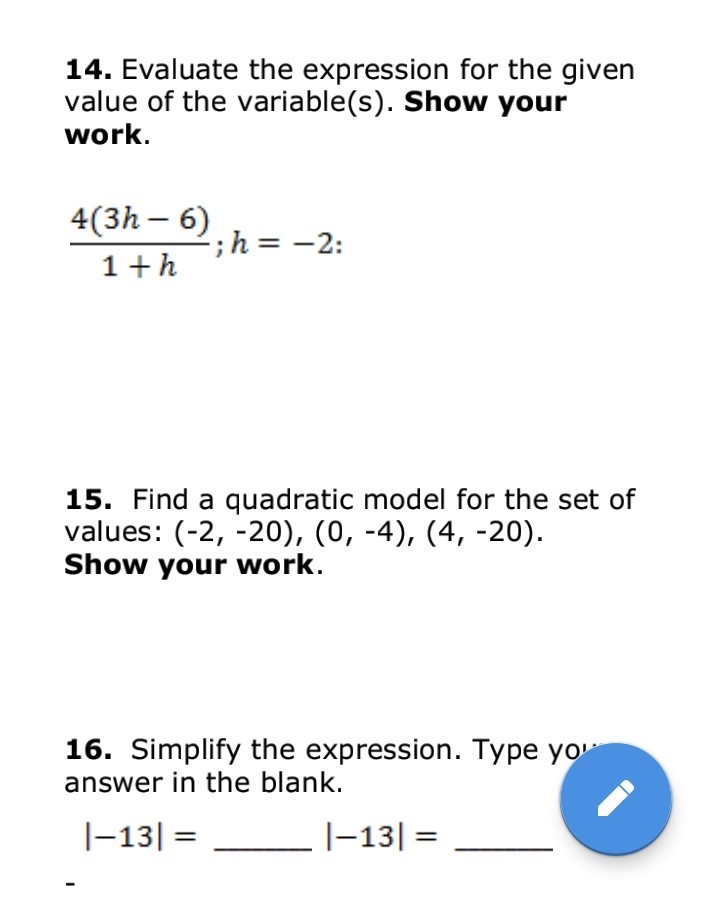 Solved 14 Evaluate The Expression For The Given Value Of