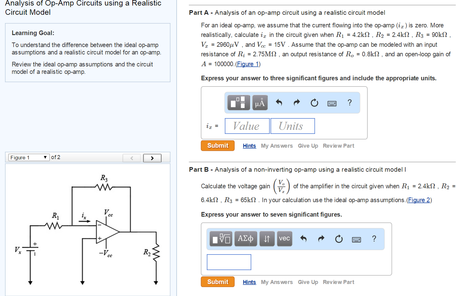 Analysis of Op-Amp Circuits using a Realistic Circuit | Chegg.com