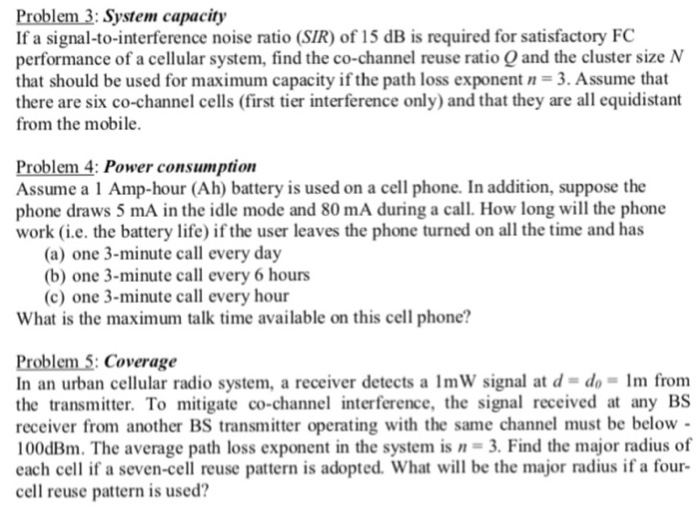 Solved If a signal-to-interference noise ratio (SIR) of 15 | Chegg.com