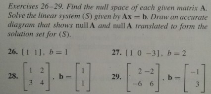 Solved Find the null space of each given matrix A. Solve the | Chegg.com